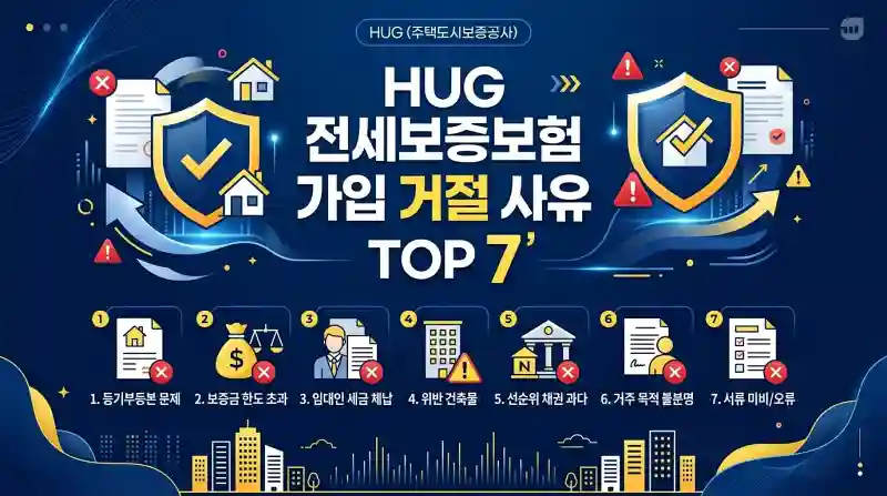HUG 전세보증보험 가입 거절 사유 TOP 7 (2026 최신 가입조건 포함)